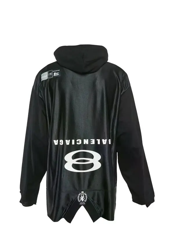Balenciaga Logo Print Cotton Hoodie - Black
