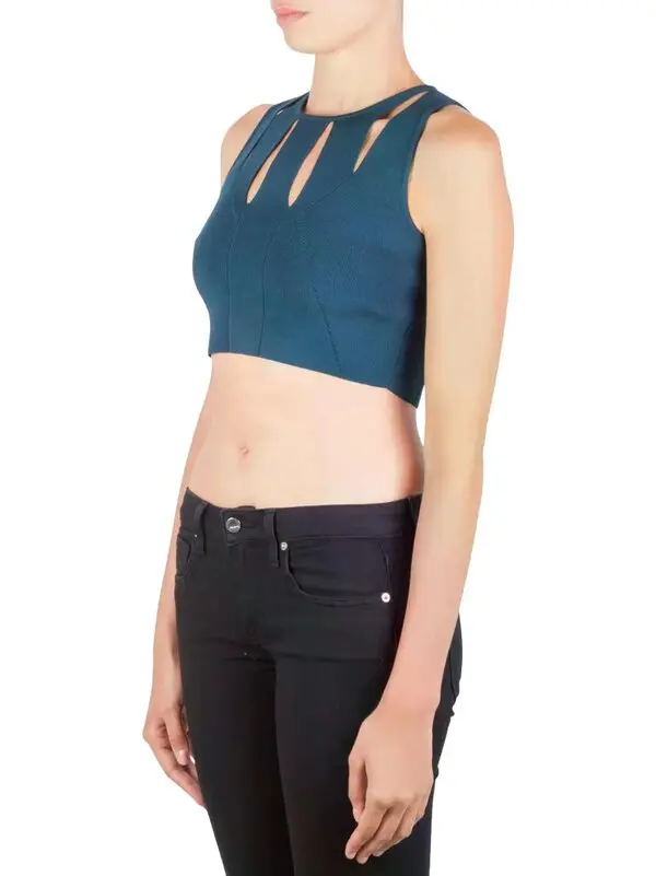 Cushnie Ribbed Cut-out Top - Blue