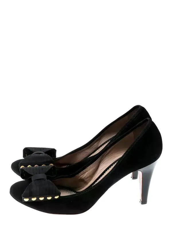 Chloé Suede Bow Embellished Pumps - Black