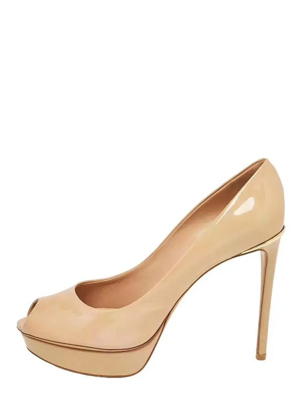 LOUIS VUITTON Patent Leather Platform Stiletto Sandals - Neutrals