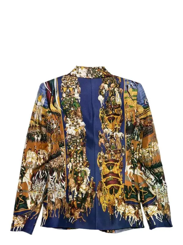 Hermès 1990s Printed Silk Blazer - Blue