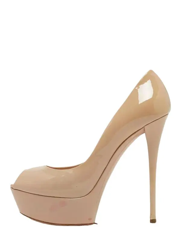 Casadei Patent Peep-toe Stiletto Pumps - Neutrals