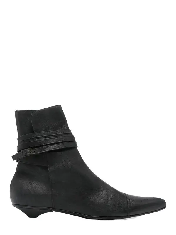 ROMEO GIGLI 1990s Leather Pointed Toe Ankle Boots - Black