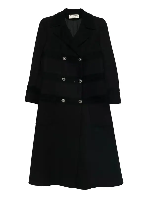 A.N.G.E.L.O. VINTAGE CULT 1960s Double-breasted Wool Coat With Velvet Trim - Black