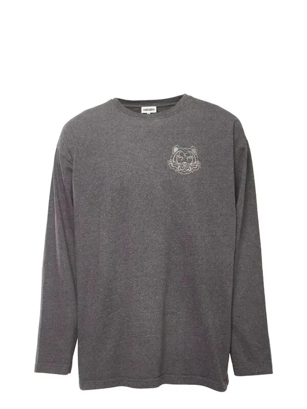 Kenzo Embroidered Tiger Logo Crew Neck Sweater - Grey