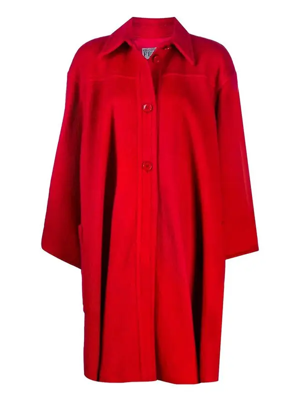 Gianfranco Ferre 1980s Wool Blend Cape Coat - Red