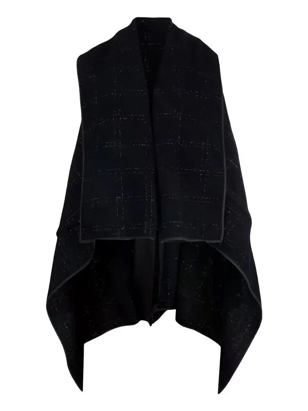 Comme Des Garçons 1990s Tartan Knit Cape Coat - Blue