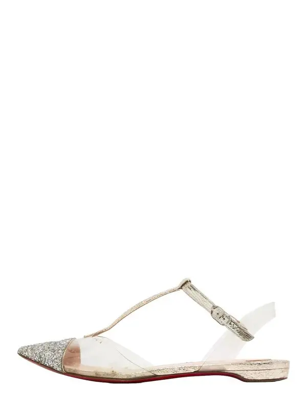 CHRISTIAN LOUBOUTIN Glitter Detail Ballet Flats - Silver