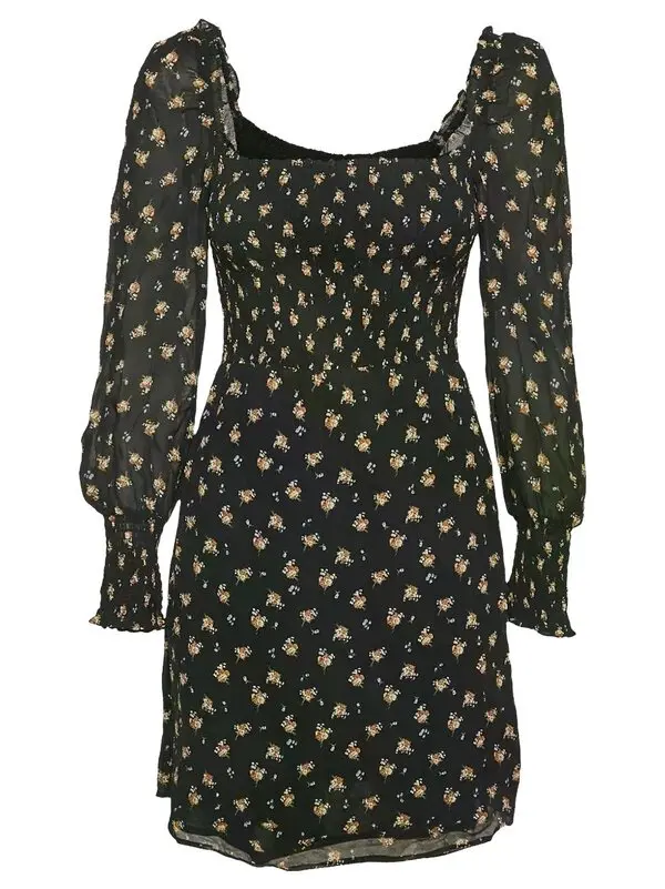 Maje Floral Smocking Dress - Black