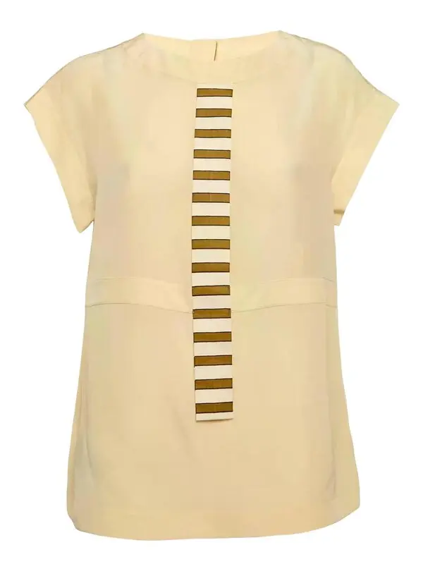 Fendi Silk Stripe Detail Blouse - Neutrals