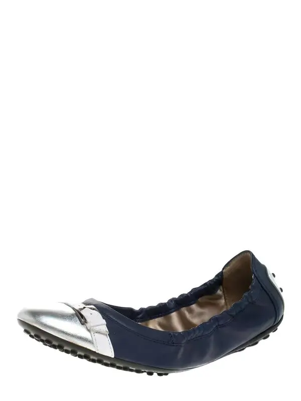 TOD'S Metallic Effect Toe Ballet Flats - Blue