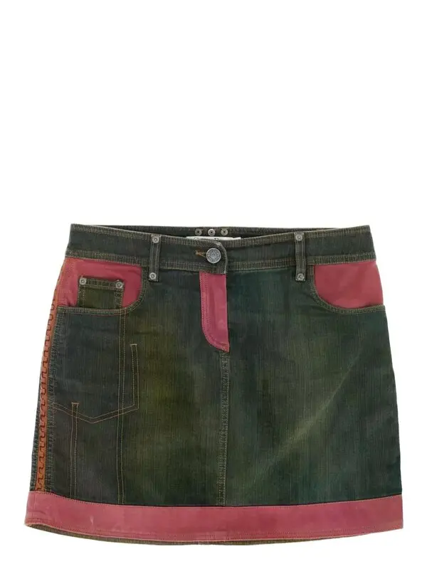 Dior 2000s Colour-block Denim Skirt - Grey