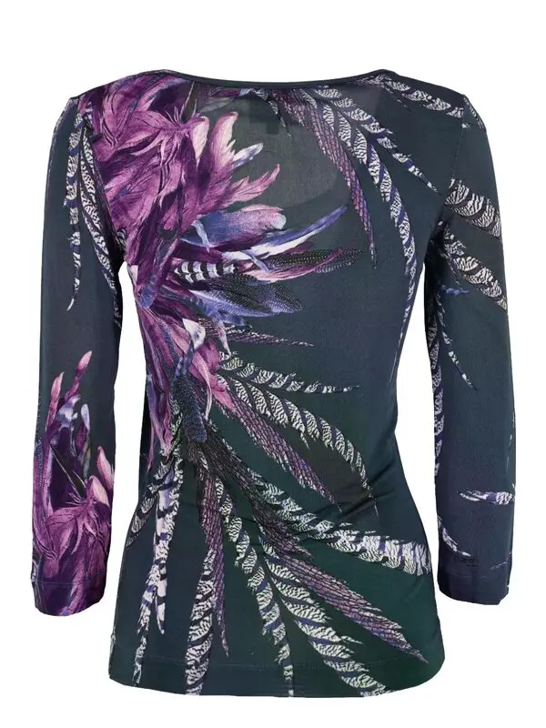 Just Cavalli Feather-print Top - Blue