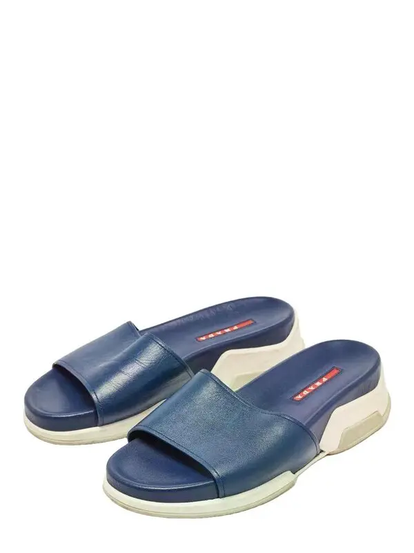 Prada Leather Slides - Blue