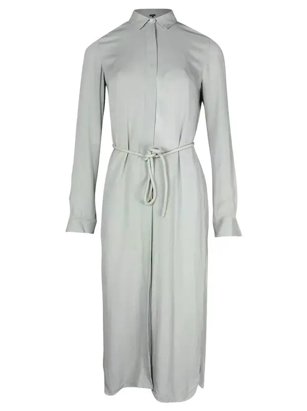 Theory Belted Midi Shirt Dress - Grey