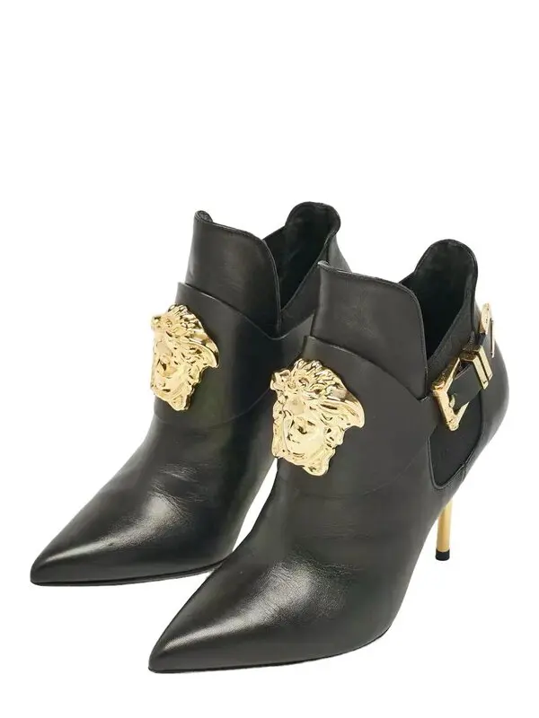 Versace Medusa Buckle Pointed-toe Boots - Black