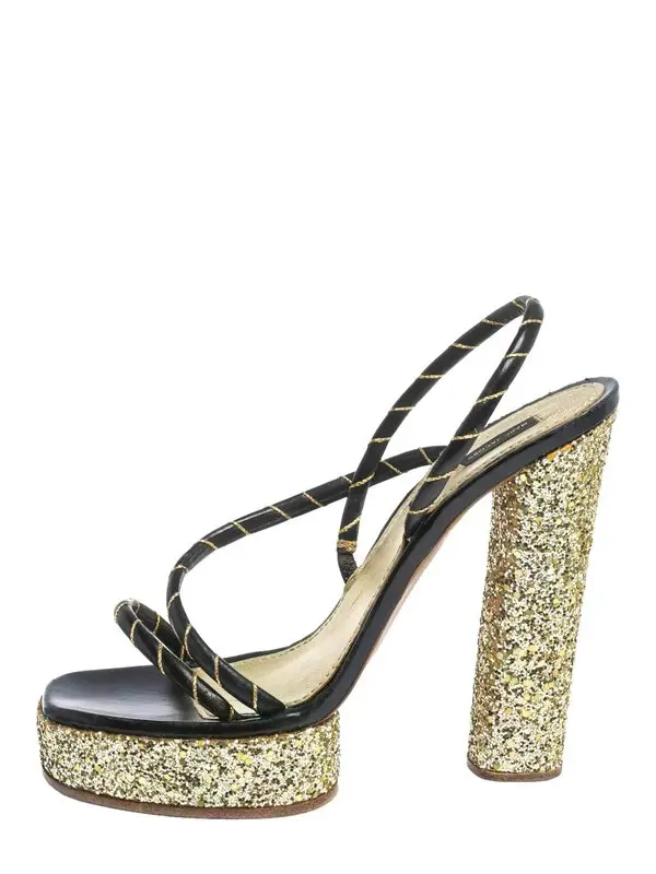 Marc Jacobs Glitter Embellished Platform Sandals - Black