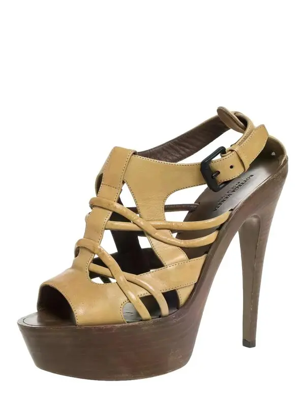 Bottega Veneta Leather Platform Sandals - Neutrals