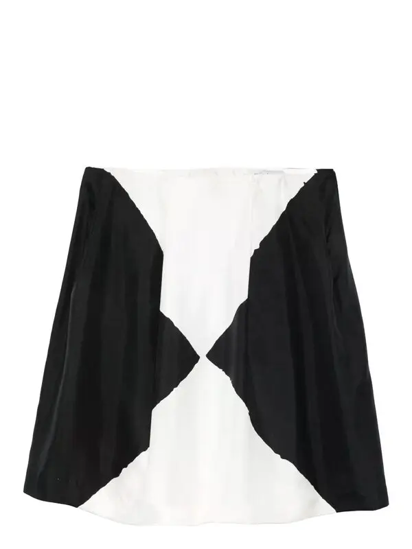 Saint Laurent Silk Monogram Print Mini Skirt - Black