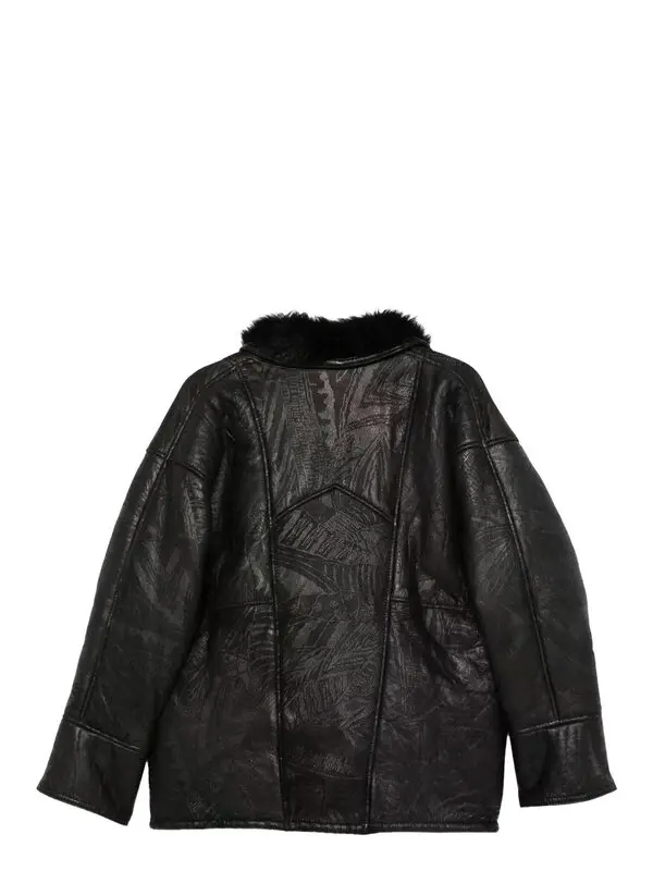 A.N.G.E.L.O. VINTAGE CULT 1980s Double-breasted Leather Coat With Fur Trim - Black