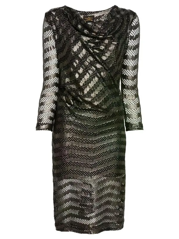 VIVIENNE WESTWOOD Metallic Finish Draped Midi Dress - Silver