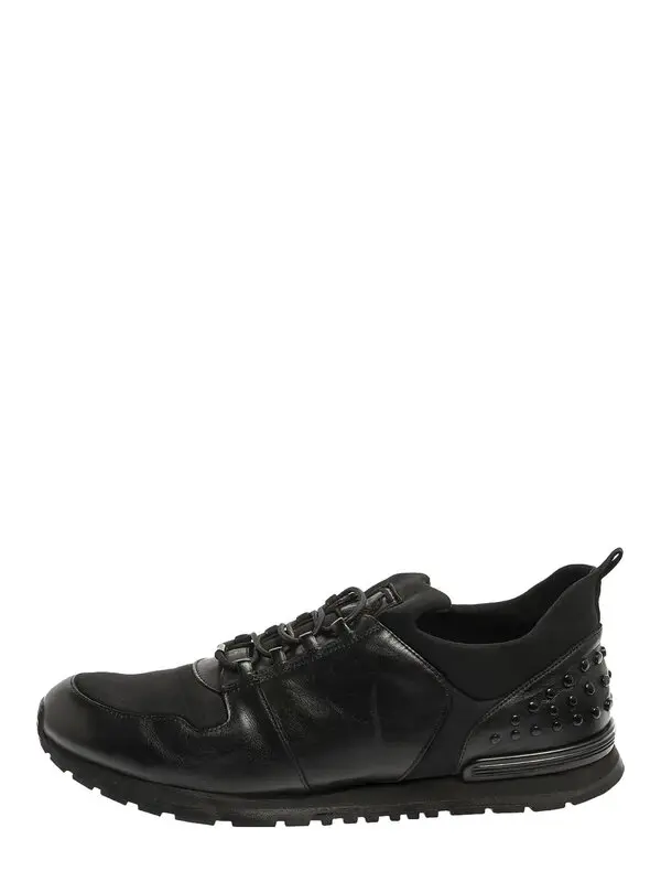 TOD'S Leather Paneled Lace-up Sneakers - Black