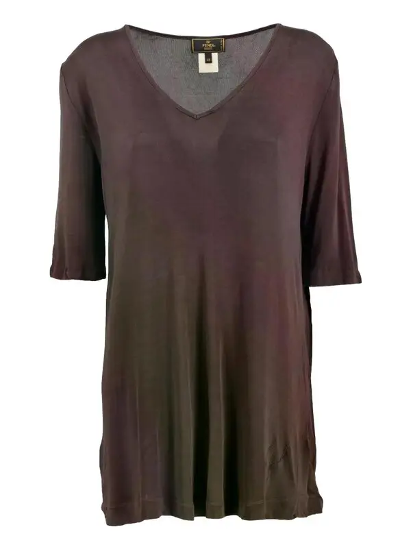 Fendi V-neck T-shirt - Brown