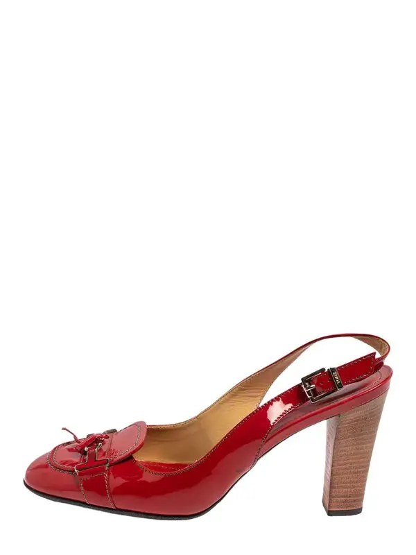TOD'S Patent Leather Slingback Pumps - Red