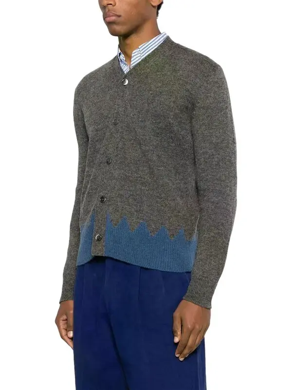 Comme Des Garçons Contrast-trim Cardigan - Grey
