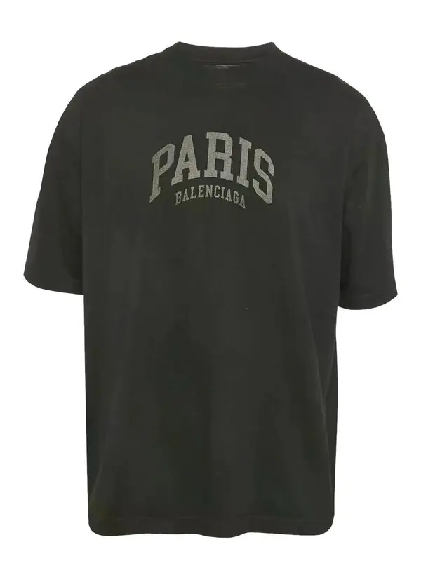 Balenciaga Paris" Logo Print T-shirt - Black