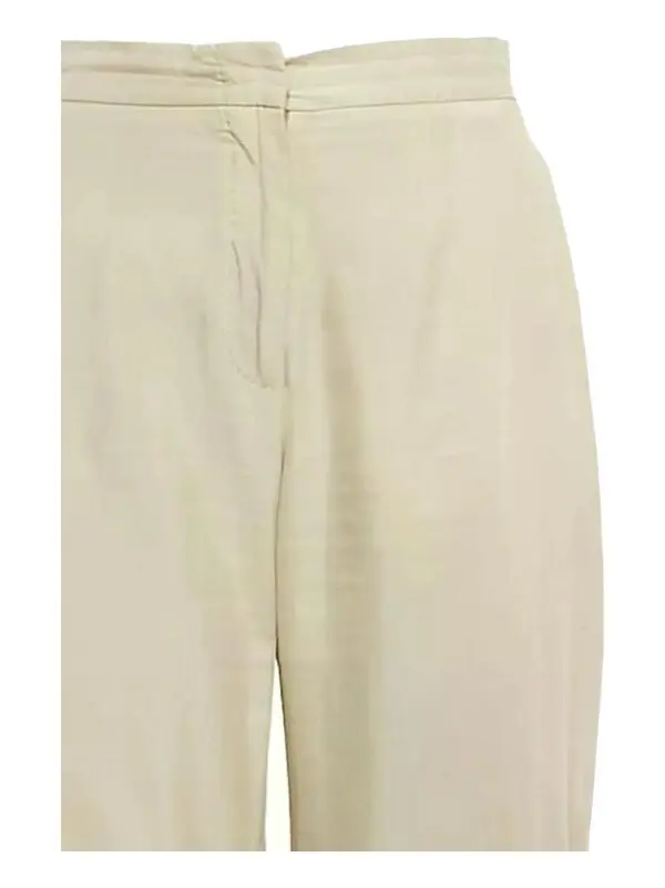 Max Mara Beige Cotton-silk Blend Straight Leg High Waist Trousers - Neutrals