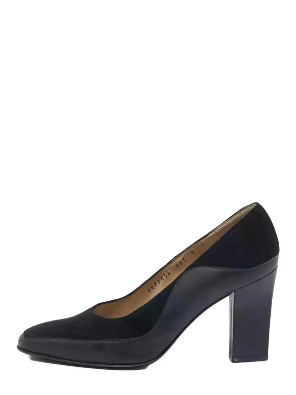 FERRAGAMO Anastasia Suede And Leather Block Heel Pumps - Black
