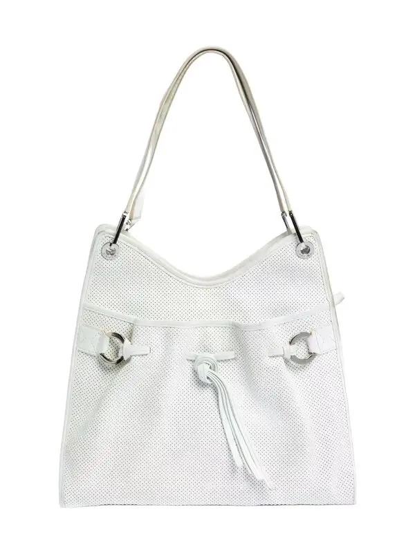 LANCEL Leather Drawstring Tote Bag - White