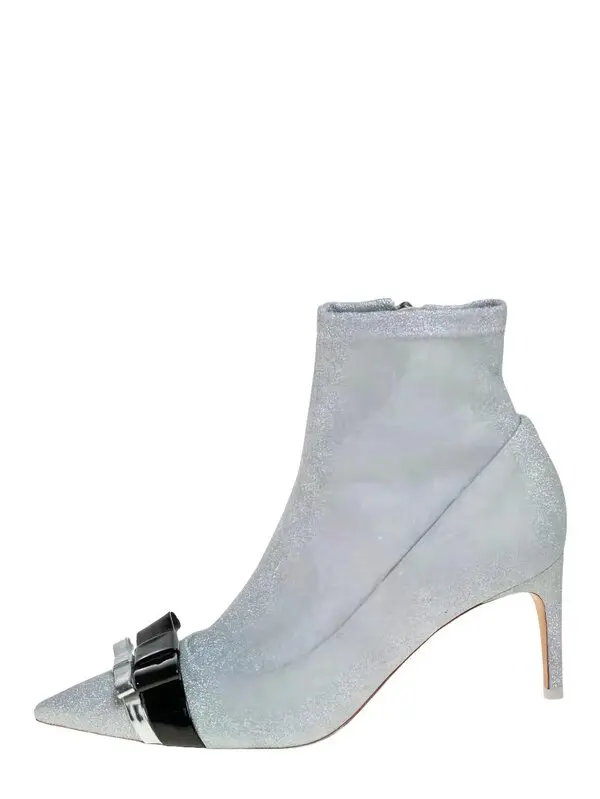SOPHIA WEBSTER Glittered Ankle Boots With Bow Detail - Silver