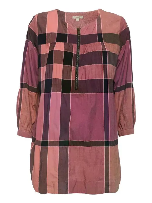 Burberry Checked Long Sleeve Top - Pink
