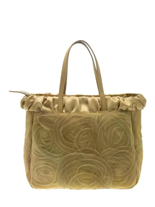 Alberta Ferretti Satin Tote Bag With Swirling Pattern - Neutrals