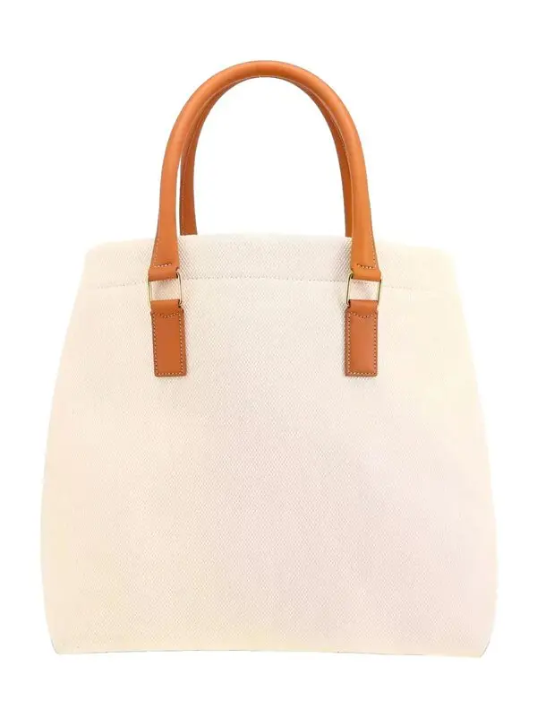 Celine Logo-print Leather-trimmed Tote Bag - Neutrals