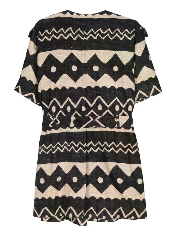 Saint Laurent 1980s Geometric-print Belted Coat - Blue