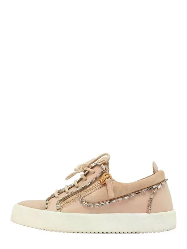 GIUSEPPE ZANOTTI Embellished Lace-up Sneakers - Neutrals