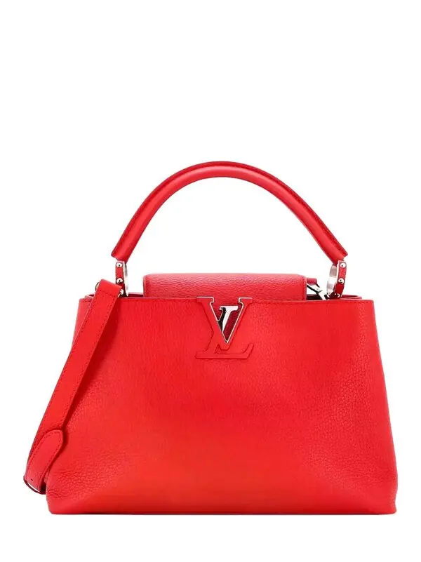 LOUIS VUITTON Capucines Bag Leather Pm Satchel - Red