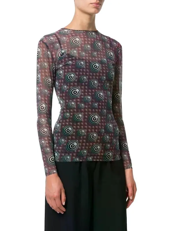 JEAN PAUL GAULTIER Sheer Printed Long Sleeve Top - Multicolour
