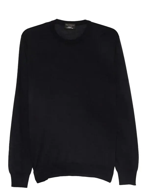 DELL'OGLIO Crew Neck Sweater With Panel Detail - Blue