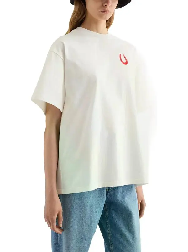 JIL SANDER Crew-neck T-shirt With Horseshoe Embroidery - Neutrals