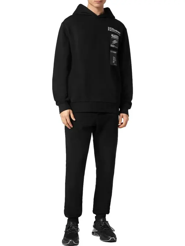 PLEIN SPORT Hoodie With Logo Patches - Black