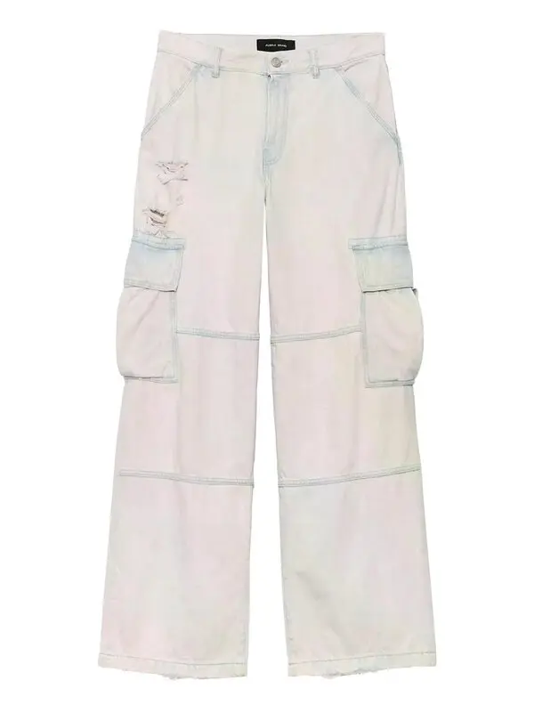 PURPLE BRAND Bleached-effect Cargo Jeans - Neutrals