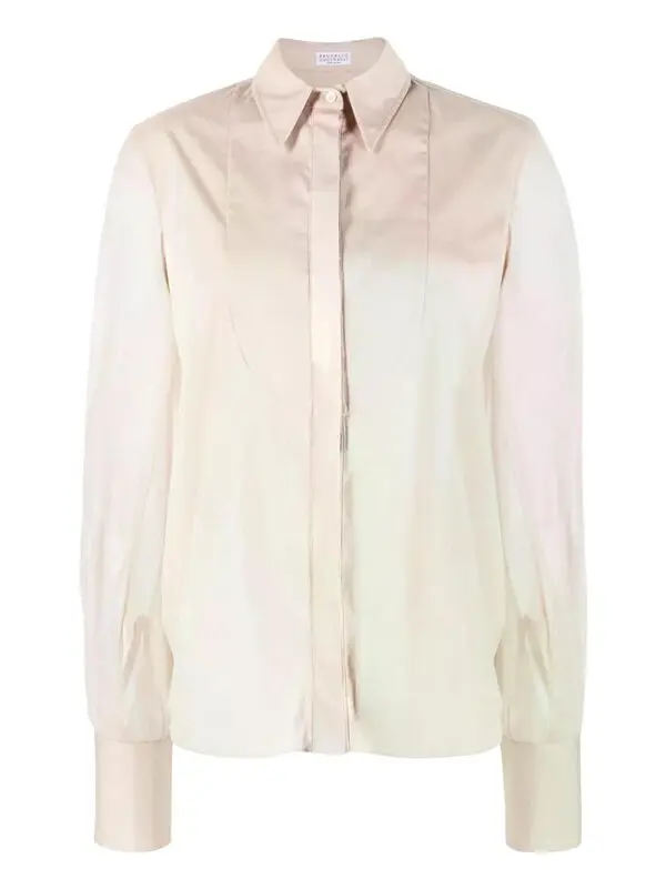 Brunello Cucinelli Semi-sheer Long-sleeve Blouse - Neutrals