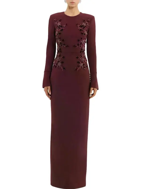 Rebecca Vallance Lulee Embellished Long-sleeve Maxi Dress - Red