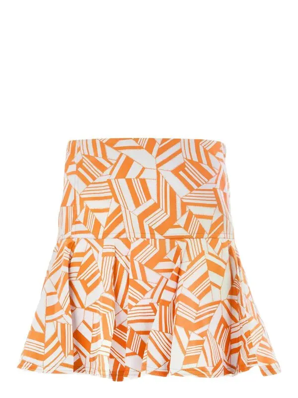 Chloé Pleated Geometric Print Mini Skirt With Lace Trim - Yellow
