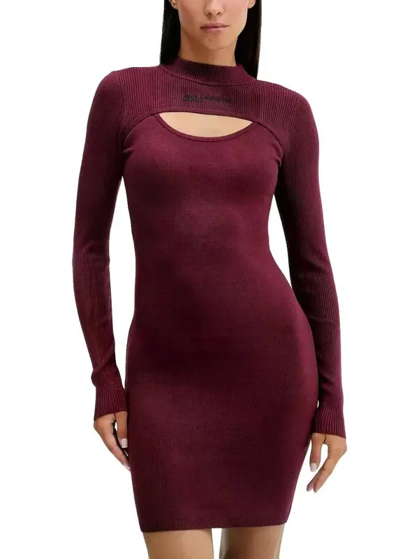 Karl Lagerfeld Ribbed Knit Mini Dress - Red