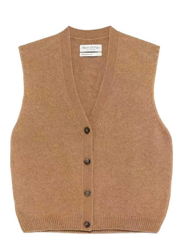 Marc O'polo Button-up V-neck Gilet - Brown